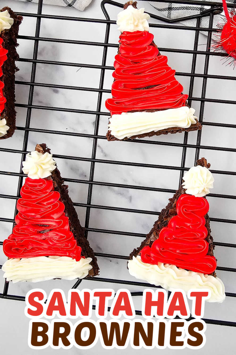 Cute Santa Hat Brownies - Easy Christmas Dessert Idea