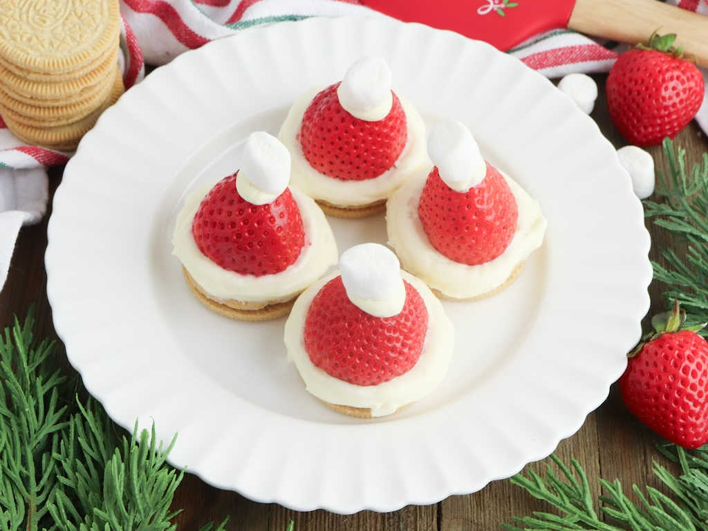 Santa Hat Mini Cheesecakes - Festive Christmas Dessert Bites