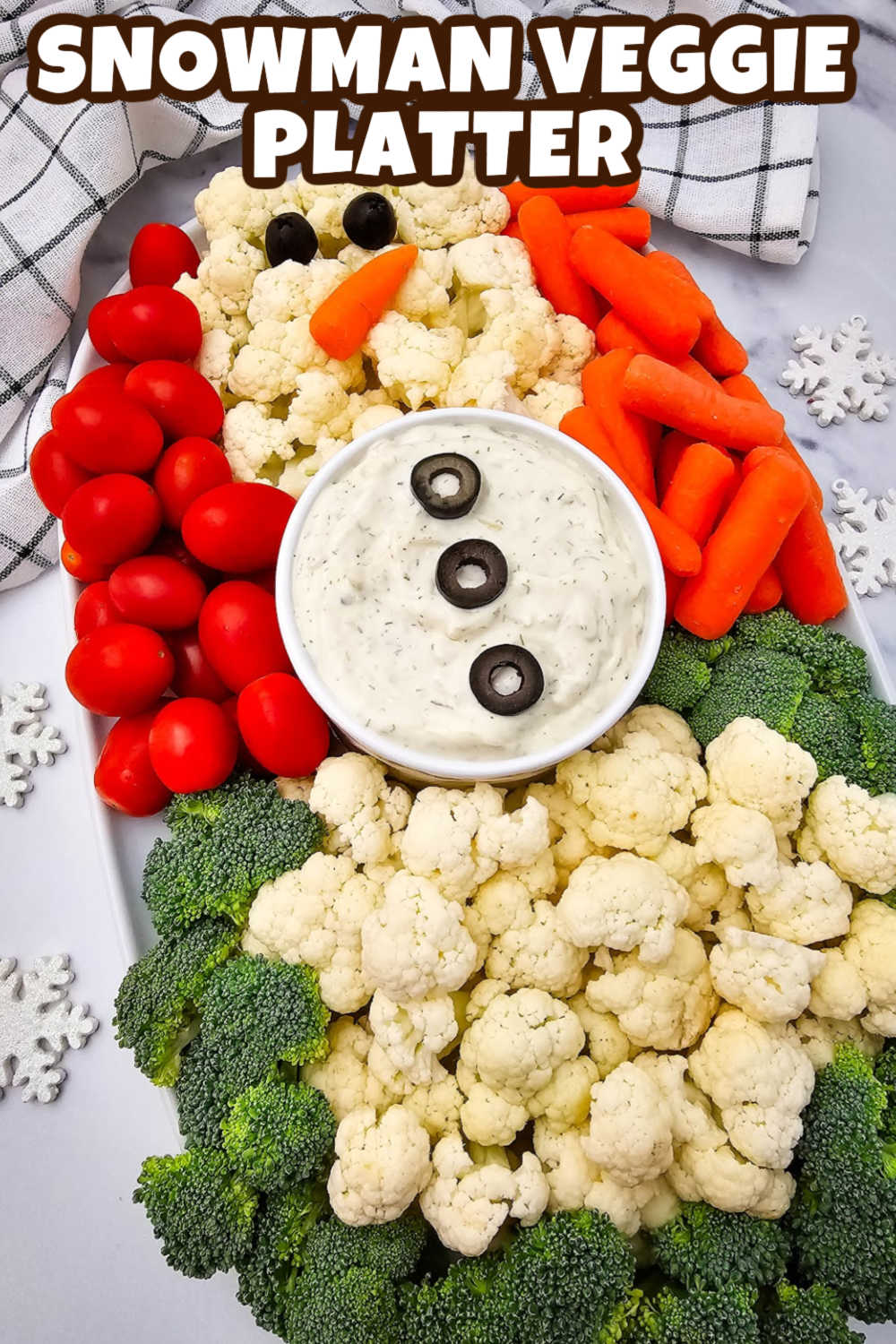 Snowman Veggie Platter - A Fun and Healthy Christmas Appetizer