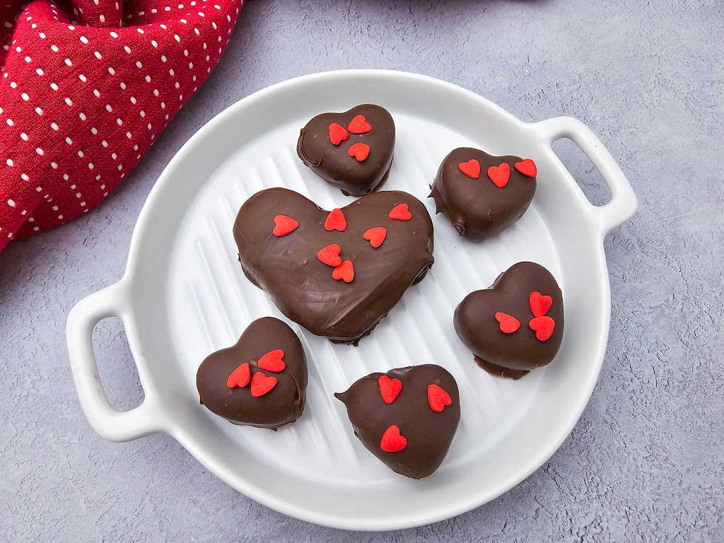 Heart Peanut Butter Bon Bons - No Bake Valentine’s Day Treat